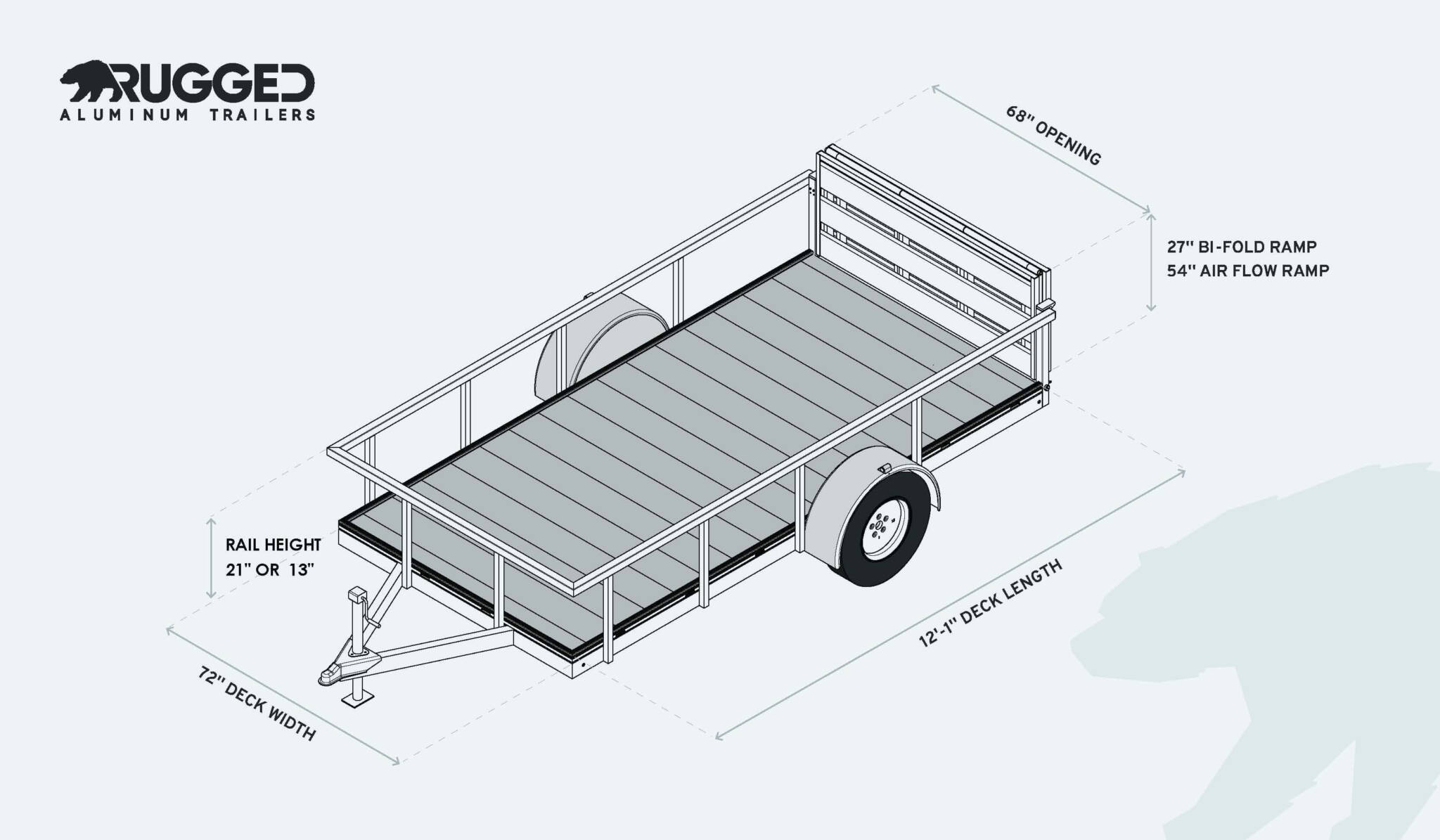 6 x 12 Rugged Aluminum Open Utility Trailer - Buying Manufacturer Direct