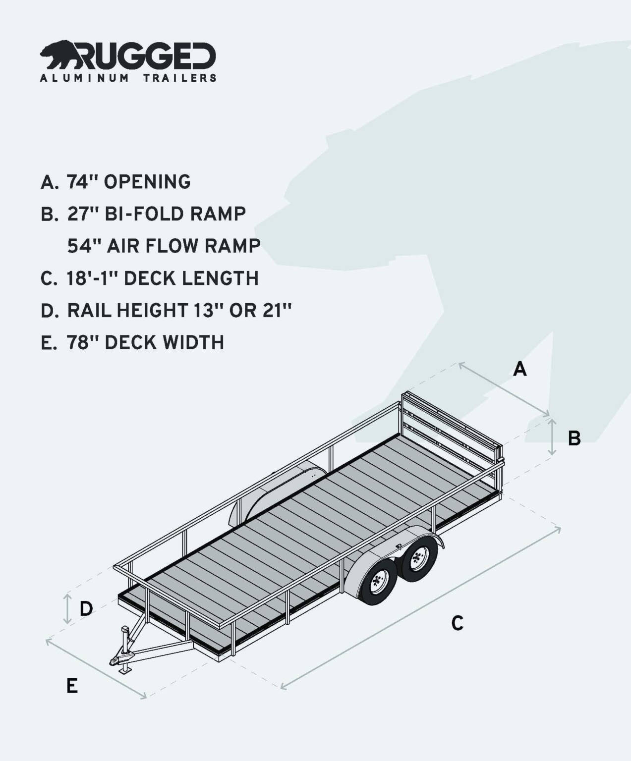 6.5’ x 18’ Tandem Axle Trailer - Rugged Aluminum Trailers